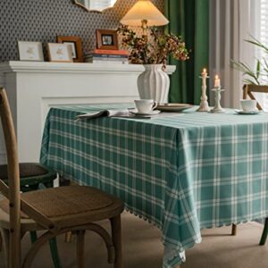 MANGATA CASA Checkered Tablecloth for Rectangle Tables-Gingham Waterproof Kitchen & Table Linens-Polyester Teal Buffalo Plaid Wrinkle Free Table Cover(Teal 60X84in)