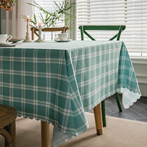 MANGATA CASA Checkered Tablecloth for Rectangle Tables-Gingham Waterproof Kitchen & Table Linens-Polyester Teal Buffalo Plaid Wrinkle Free Table Cover(Teal 60X84in)