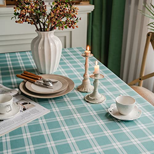 MANGATA CASA Checkered Tablecloth for Rectangle Tables-Gingham Waterproof Kitchen & Table Linens-Polyester Teal Buffalo Plaid Wrinkle Free Table Cover(Teal 60X84in)