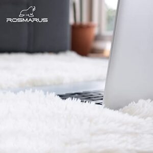 ROSMARUS Fluffy Rug for Bedroom 3'X5' Fuzzy Rug for Girls Boys Kids Nursery Teens Room Room Shaggy Rug for Dorm Shag Carpet Room Decor, White