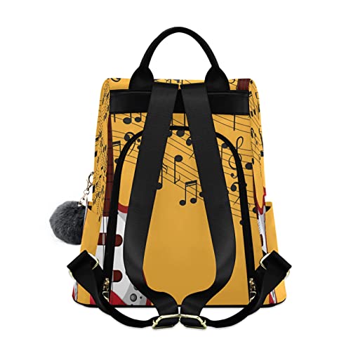 ALAZA Music Note Guitar Yellow Large Women's Fashion Casual Backpack Purse Shoulder Travel Bag