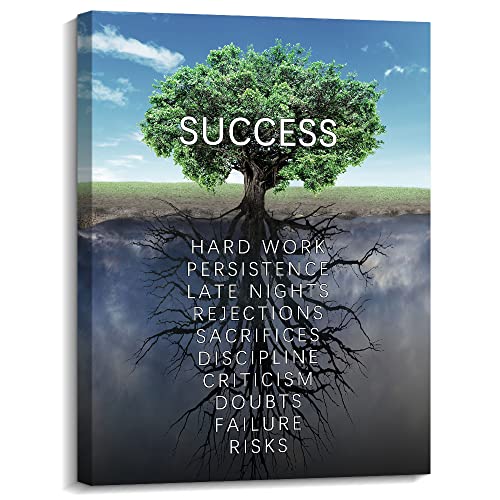 Inspirational Wall Art Success Motivational Quote Canvas Wall Art Poster for Modern Home Office Living Room Wall Decor Framed Ready to Hang (C)