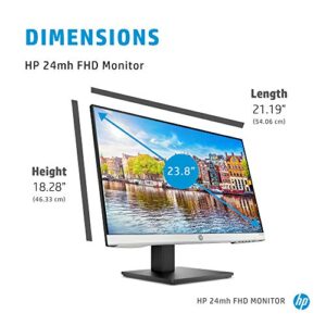 HP 24mh FHD Monitor - Computer Monitor with 23.8-Inch IPS Display (1080p) - Built-In Speakers and VESA Mounting - Height/Tilt Adjustment for Ergonomic Viewing - HDMI and DisplayPort - (1D0J9AA#ABA)