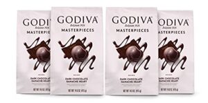 godiva chocolatier masterpieces dark chocolate ganache hearts gift box, set of 4