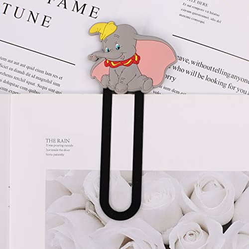 Elephant Bookmarks for Kids 3D Non-Slip Anime Dum_bo Cartoon Bookmark Page Holder Unique Gift Idea PVC Book Marker Reading Accessories for 100th Day of School Gift,Girls,Book Lovers,Students,Christmas