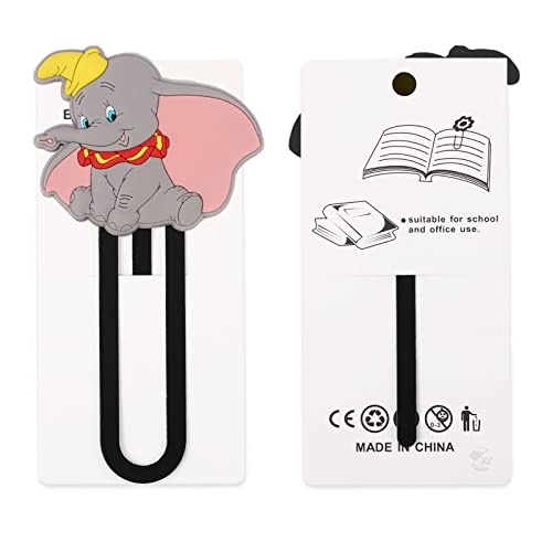 Elephant Bookmarks for Kids 3D Non-Slip Anime Dum_bo Cartoon Bookmark Page Holder Unique Gift Idea PVC Book Marker Reading Accessories for 100th Day of School Gift,Girls,Book Lovers,Students,Christmas