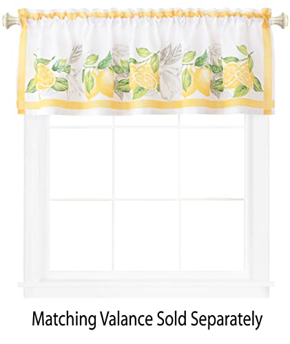 Newbridge Lemon Orchard Farmhouse Bordered Fabric Tablecloth - Fresh Lemon Vine Border Stain and Wrinkle Resistant Tablecloth, 60 Inch x 84 Inch Oblong/Rectangle