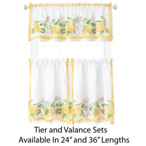 Newbridge Lemon Orchard Farmhouse Bordered Fabric Tablecloth - Fresh Lemon Vine Border Stain and Wrinkle Resistant Tablecloth, 60 Inch x 84 Inch Oblong/Rectangle