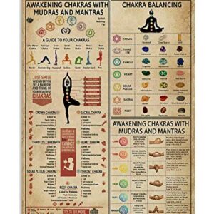 HOUVSSEN Chakra Knowledge Poster Multi Wall Décor Art Gift for Yogaer Chart Metal Tin Sign School Signs 8x12 Inch