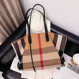 Handbags for Women Canvas Fashion Large Capacity Roomy Bag Ladies Crossbody Purse Fashion Trend Plaid Shoulder Bag