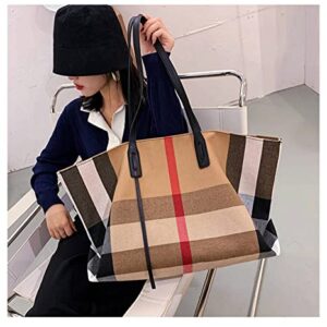 Handbags for Women Canvas Fashion Large Capacity Roomy Bag Ladies Crossbody Purse Fashion Trend Plaid Shoulder Bag