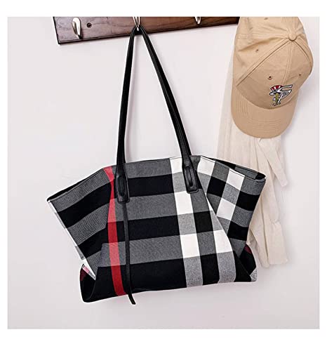 Handbags for Women Canvas Fashion Large Capacity Roomy Bag Ladies Crossbody Purse Fashion Trend Plaid Shoulder Bag