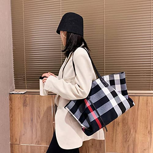 Handbags for Women Canvas Fashion Large Capacity Roomy Bag Ladies Crossbody Purse Fashion Trend Plaid Shoulder Bag