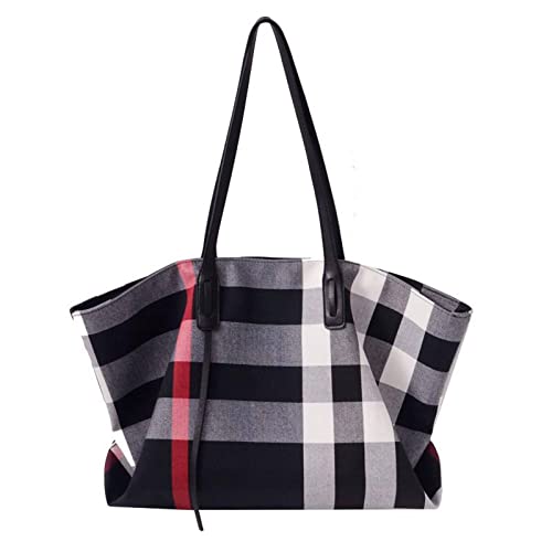 Handbags for Women Canvas Fashion Large Capacity Roomy Bag Ladies Crossbody Purse Fashion Trend Plaid Shoulder Bag