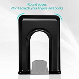 Umikk Bookends, Black Metal Nonskid Bookend Supports for Shelves Heavy Duty Books End, Office Book Stopper, 6 x 5 x 6 Inches, 6 Pieces (3 Pairs) (Black)