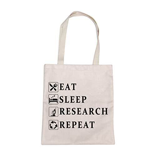 MBMSO Eat Sleep Research Repeat Tote Bag Researcher Gifts Shoulder Bag Lab Gifts Funny Science Gifts for Chemist Physicist