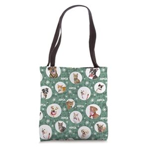 aspca green snowflake tote bag