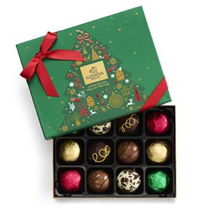 godiva chocolatier assorted chocolate truffles gift box, holiday collection, limited edition, 12-pieces, 8.2 ounce