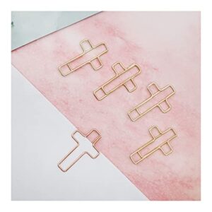 Paper Clip 100pcs Cross Bible Paper Clips 50 Rose Gold and 50 Gold Paper Clip, Notepads, Files, Folders, Bookmarks for Work, Study, Diary