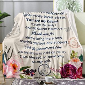 Sister in Law Gifts Blanket Flannel Fleece Blankets- Sister-in-Law Funny Gifts for Christmas, Engagement, Wedding, Birthday- Sister in Law Gifts for Women Soft Throw Blankets for Bed Sofa 60"X 50"