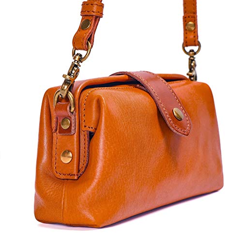 Top-Handle Bags Leather Crossbody Bags for Women Shoulder Bags Handmade Phone Purse Handbags Vintage Small Nice Little Messenger Bag Brown