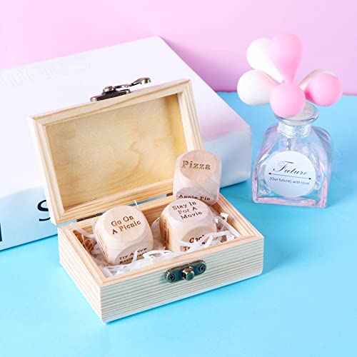 YWHL 5 Year Wedding Anniversary Wood Gifts for Her, Wooden Date Night Dice Gift for Him, Happy 5th Anniversary Wood Box Present for Couple