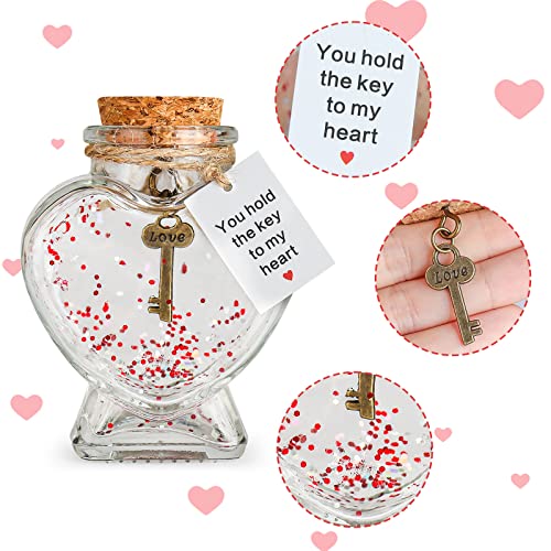 You Hold the Key to My Heart Romantic Bottle, Heart Decorative Bottle Gifts for Boyfriend or Girlfriend Valentine's Day Anniversary ，Wish Jar with Tiny Card Present Box Gift for Wife or Husband.