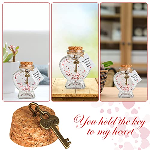 You Hold the Key to My Heart Romantic Bottle, Heart Decorative Bottle Gifts for Boyfriend or Girlfriend Valentine's Day Anniversary ，Wish Jar with Tiny Card Present Box Gift for Wife or Husband.