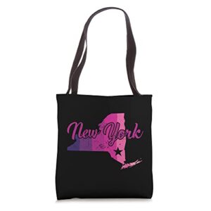 new york state outline map usa tote bag