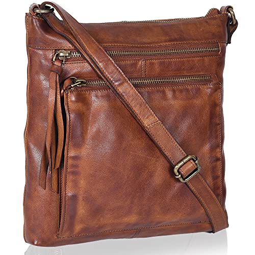 Vintage Handmede Leather Purse, Stylish Crossover/Crossbody Slings for Women - Travel/Work