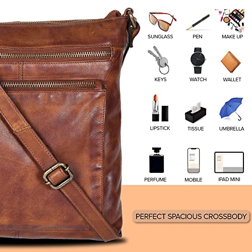 Vintage Handmede Leather Purse, Stylish Crossover/Crossbody Slings for Women - Travel/Work