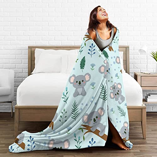 Hmklpi Koala Blanket Ultra Plush All Season Lightweight Cozy Flannel Throw Blanket for Bed Chair Car Sofa Couch Bedroom 60"x50"