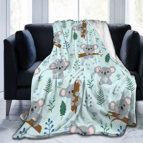 Hmklpi Koala Blanket Ultra Plush All Season Lightweight Cozy Flannel Throw Blanket for Bed Chair Car Sofa Couch Bedroom 60"x50"