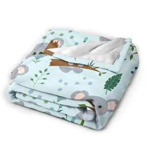 Hmklpi Koala Blanket Ultra Plush All Season Lightweight Cozy Flannel Throw Blanket for Bed Chair Car Sofa Couch Bedroom 60"x50"