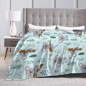 Hmklpi Koala Blanket Ultra Plush All Season Lightweight Cozy Flannel Throw Blanket for Bed Chair Car Sofa Couch Bedroom 60"x50"