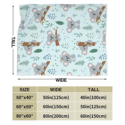 Hmklpi Koala Blanket Ultra Plush All Season Lightweight Cozy Flannel Throw Blanket for Bed Chair Car Sofa Couch Bedroom 60"x50"