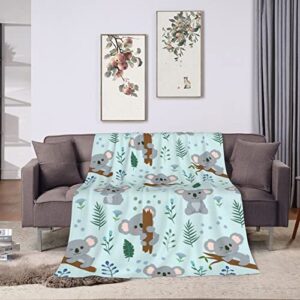 Hmklpi Koala Blanket Ultra Plush All Season Lightweight Cozy Flannel Throw Blanket for Bed Chair Car Sofa Couch Bedroom 60"x50"