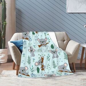 Hmklpi Koala Blanket Ultra Plush All Season Lightweight Cozy Flannel Throw Blanket for Bed Chair Car Sofa Couch Bedroom 60"x50"