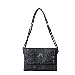 jozzyapa skull purse gothic purse studded spooky punk coffin goth rivet purses and handbags tote handbag crossbody satchel shoulder bag clutch purse wallet messager bag skull gifts for women, black