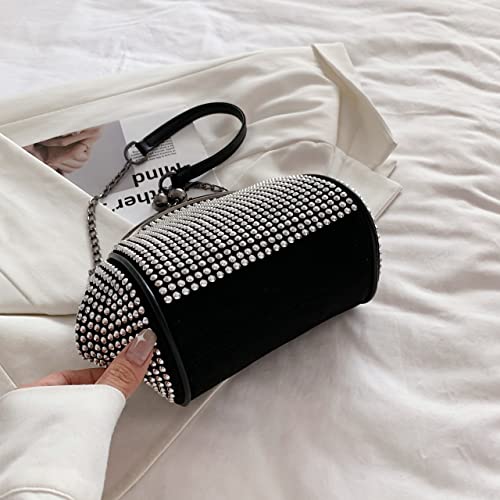 U/F Punk Style Party Fashion Crossbody Bags for Women Rivet Evening Clutch Purse Ladies Black Small Chains Shoulder Bag Sac A Main (Bright Silver)