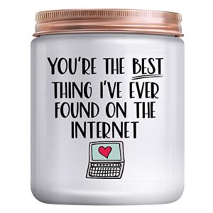 gifts for women men – funny romantic gifts for her him birthday anniversary christmas valentine’s day gift for girlfriend wife boyfriend husband bff friend bestie online dating present lavender candle