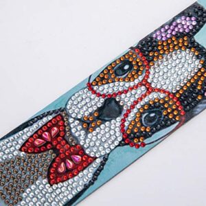 Glasses Dog Bookmark Diamond Painting Kit - pigpigboss 2 Sets Diamond Painting Bookmark Cute Dog Leather Bookmark Diamond Painting by Numbers for Adult Bookmark Diamond Dots Art (21 X 6 CM)