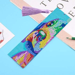 Glasses Dog Bookmark Diamond Painting Kit - pigpigboss 2 Sets Diamond Painting Bookmark Cute Dog Leather Bookmark Diamond Painting by Numbers for Adult Bookmark Diamond Dots Art (21 X 6 CM)