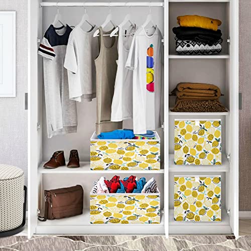 Kigai Summer Yellow Lemon Cube Storage Bin 11x11x11 in, Large Organizer Collapsible Storage Basket for Shelves, Closet, Storage Room