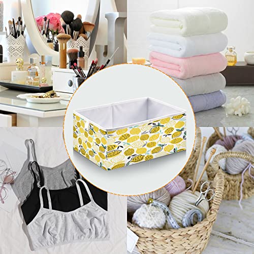 Kigai Summer Yellow Lemon Cube Storage Bin 11x11x11 in, Large Organizer Collapsible Storage Basket for Shelves, Closet, Storage Room