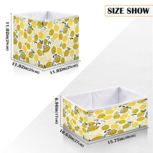 Kigai Summer Yellow Lemon Cube Storage Bin 11x11x11 in, Large Organizer Collapsible Storage Basket for Shelves, Closet, Storage Room