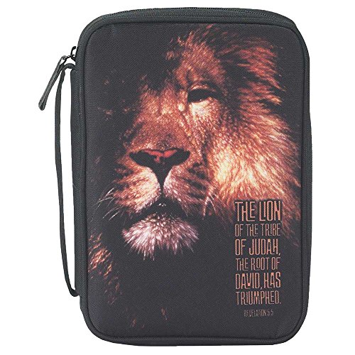 Black Lion Reinforced Polyester Bible Cover Case with Handle, Large