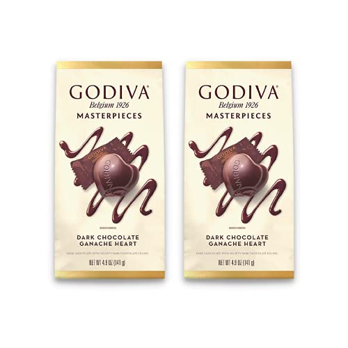 CC Goods Godiva Belgium Masterpieces Dark Chocolate Ganache Hearts Valentines Day Candy - 3 Set of 2- 29.6 oz Total 14.8 Per Bag Bulk Individually Wrapped Chocolates