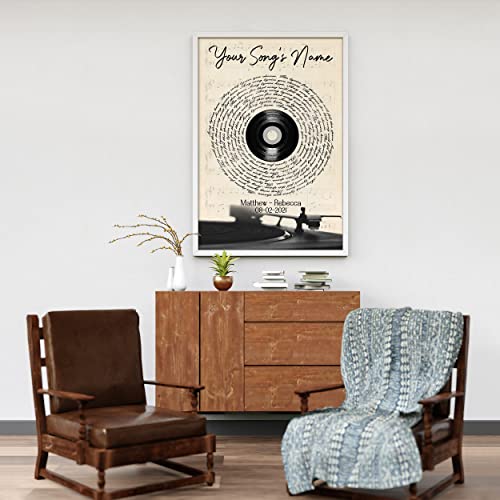 H-DEWALL Customized Song Lyrics Canvas Framed Gifts For Boyfriend Perfect Song Chords Couple One Year Anniversary Personalized Music Poster Couples Gifts For Him Image Photo For The Home (Gifts For Husbands)