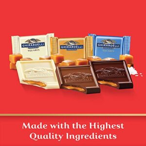 Ghirardelli Chocolate Chocolate Caramel Squares Assortment, Chocolate Squares for Valentines, 8.6 OZ Bag, Red